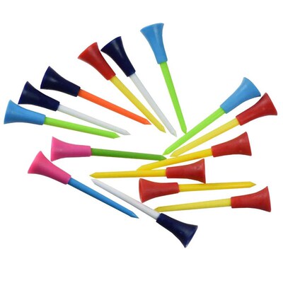 100pcs Golf Tees Mix Colors 83mm Plastic Durable Rubber Cush