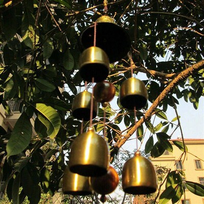 6 Copper Bells Outdoor Metal Wind Chimes - Decorative Hangin