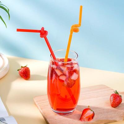 Individually Wrapped Artistic Long Bendable Straws, Disposab