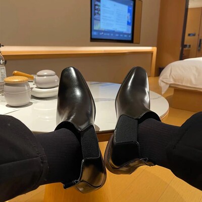 Leather Formal Chelsea Boots For Men Winter Warm Shoes 38-45