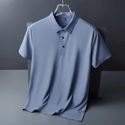 Short-sleeved Mens Summer Thin Ice Silk Traceless Polo Shir