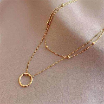New rend Stainless Steel Double Layer Bead Annulation Pendan
