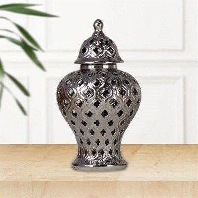 Ceramic Flower Vase Desk with Lid Decoration Tea Canister