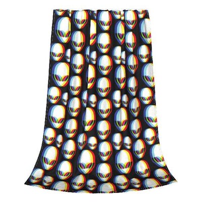 Psychedelic 3D Alien Throw Blanket for Couch Hippie Trippy