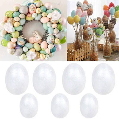 20pcs 3.5-9cm White Foam Eggs Easter Decoration DIY Painting