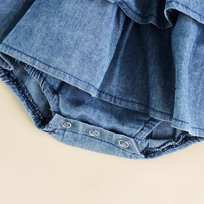 Baby Girl Clothing 2023 Summer Denim Romper Sleeveless Suspe
