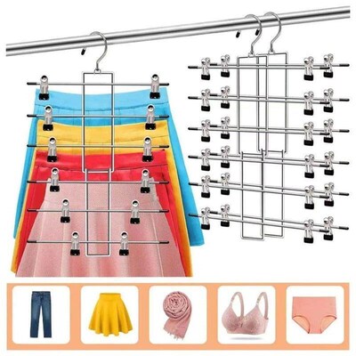 6 Layer Clothes Hangers Multilayer Skirt Trouser Hanger for