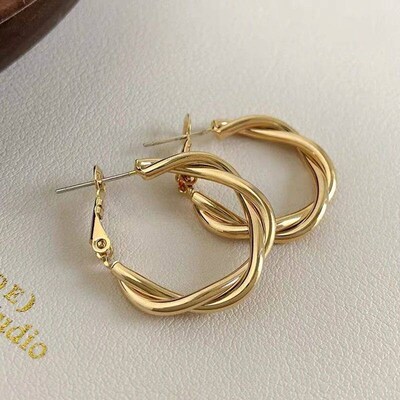 New Circle Twine Twists Hoop Earring for Women Simple Temper