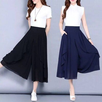 Casual Seven Point Skirt Pants Women Summer Chiffon Slim Cap