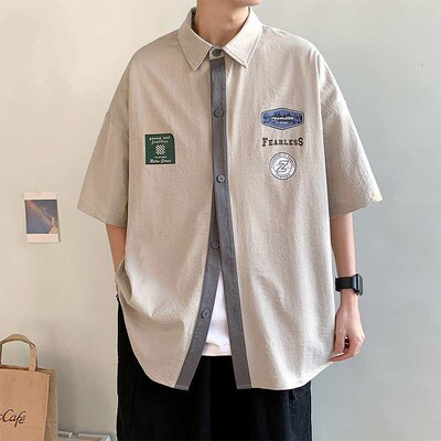New Short Mens Sleeve Shirt Summer Half-sleeved Shirt Loose
