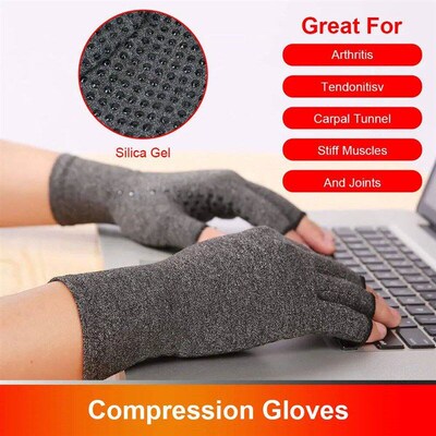 1 Pair Compression Arthritis Gloves Rehabilitation Semi-fing