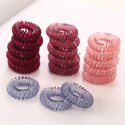 10 Pc/Lot 3cm Telephone Wire Elastic Hair Bands Small Transp