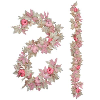 White Maple Leaf Decorations Pink Pumpkin Accents Fall Festi