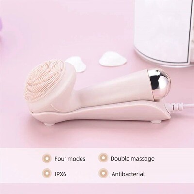 Electrc Slcone Facal Brush Cleaner Vbraton Roller Massage Po