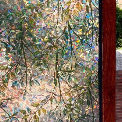 Window Privacy Film, Green Vines Leaves Double Sided Static