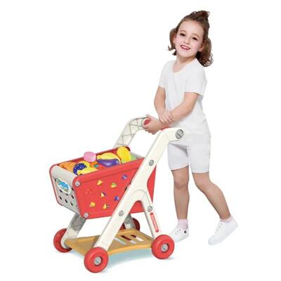 Shopping cart toy baby small trolley children play house fru