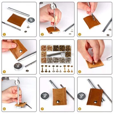 Metal Double Cap Rivets Studs Round Rivet for DIY Leather Cr