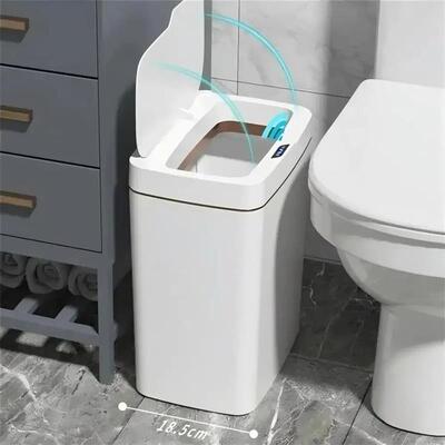 White Touchless 15L Smart Sensor Trash Can  Electronic Bat