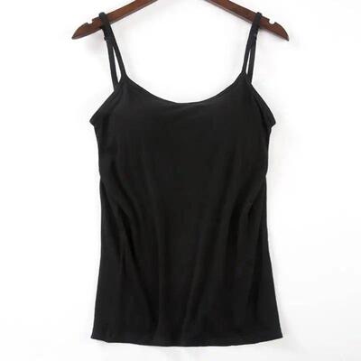 Padded Bra Tank Top Women Modal Spaghetti Solid Cami Top Ves