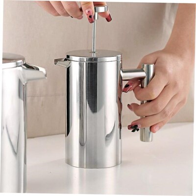 French Press Coffee Maker 304 Grade Stainless Steel Silver