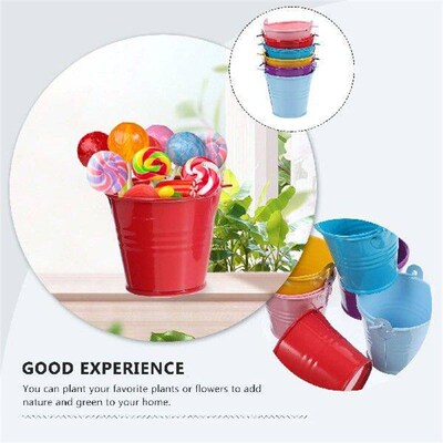 6 Pcs Small Iron Bucket Ornaments for Kids Candy Galvanized