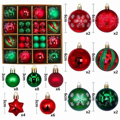 Christmas Balls 44pcs 3-6cm Set Christmas Plated Balls彩球