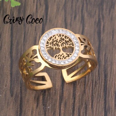 Cring Coco Stainless Steel Womens Ring Adjustable ree of Li