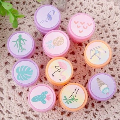 10pcs/Set Children Toy Stamps Cartoon Unicorn Flamingos Merm