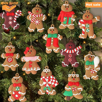 12pcs Gingerbread Man Ornaments Christmas Tree Decorations