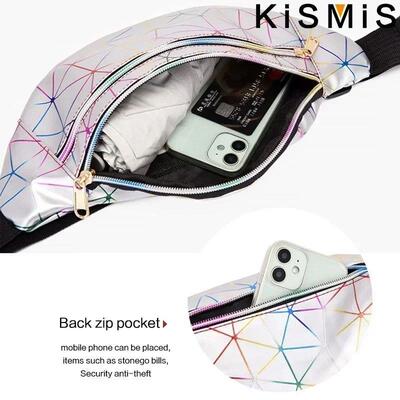 KISMIS Holographic Waist Pack Bags for Women Glitter Fanny P