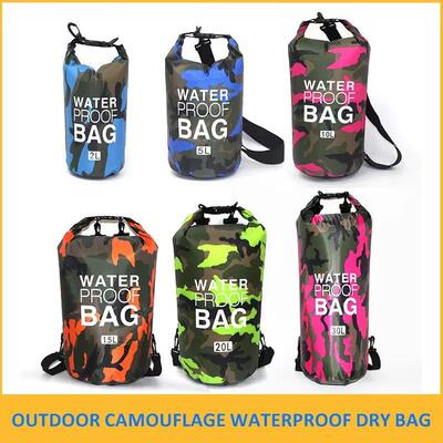 2/5/10/15/30L Outdoor Camouflage Waterproof Dry Bags Portabl