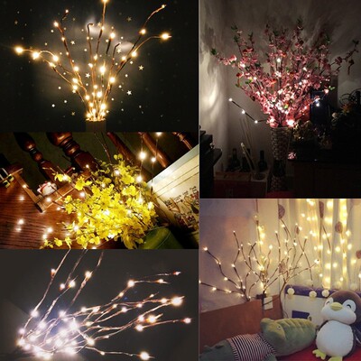 LED Willow Branch Lamp Floral Lights 20 Bulbs Home Christmas