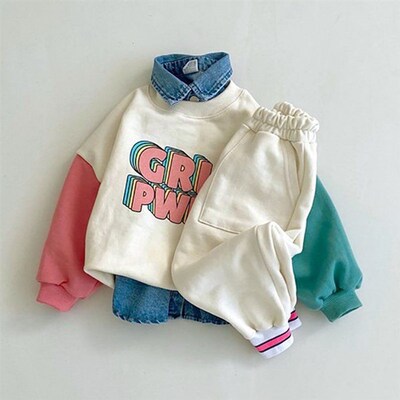 2022 New Autumn Baby Sweatshirt Set Fashion Letter Print Top