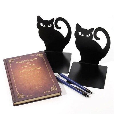 Black Cat Bookend Iron Shaped Crafted Ends Decorative