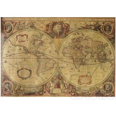 71x50cm Retro Vintage Old  World Map Matte Brown Paper