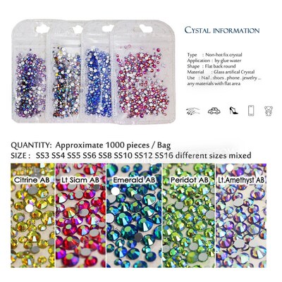 Stunning Unusual Quality! Multi Colors Crystal AB SS12-SS30