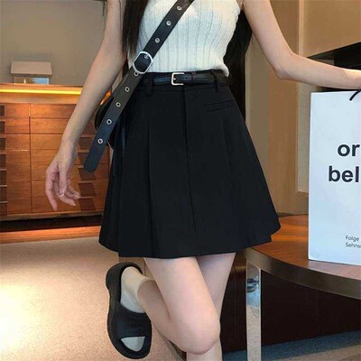 Wild skirt summer new ins babes high waist fashion pleated A