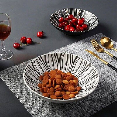 Big Capacity Round Food Bowl, Japanese Style Salad Food