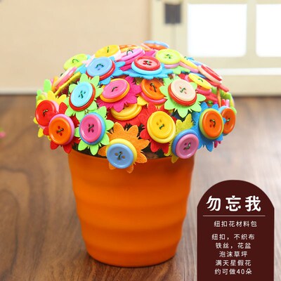 Womens Day Button Flower Bouquet Button Painting Kindergarte