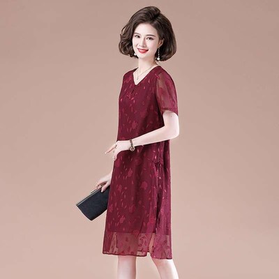 m summer dress, western style chiffon dress, mid-long middle