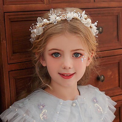 Elegant Girls Bridal Headband Imitated Pearl Hair Headdress