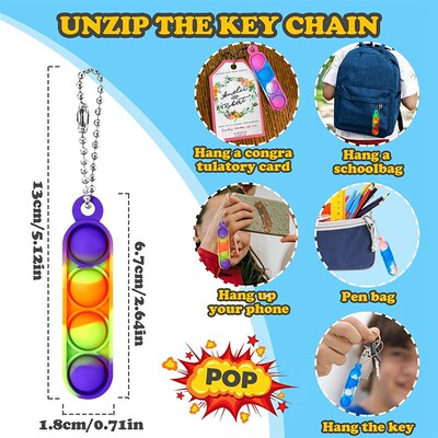 30/80Pcs Mini Pop Keychain Fidget Toys Push Pop Bulk Keychai