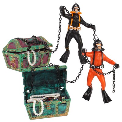 1Pc reasure Chest Diver Fish Tank Decorations Action Figure