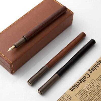 Luxury Retro Wood Bronze Fountain Pen Office Business Writin