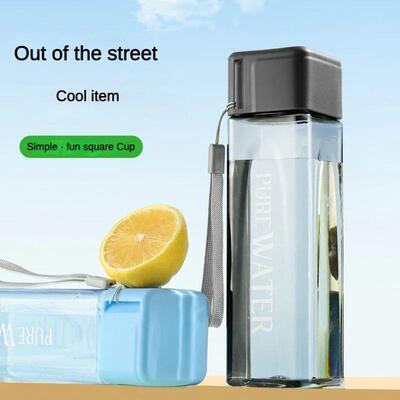 500ml 1 Pcs Clear Square Drinking Glass in Mate Plastic Port