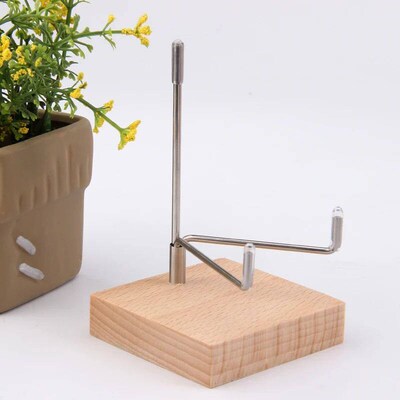 New arrive 6.5x6.5cm Stainless steel wood base stone display