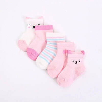 5 Pairs/Lot Baby Socks  For Newborns Infant Cute Cartoons So