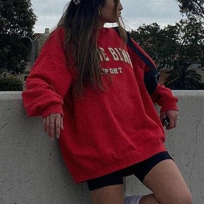 Jyate 2022 Autumn Letter Print Sweatshirts Tops Women Loose