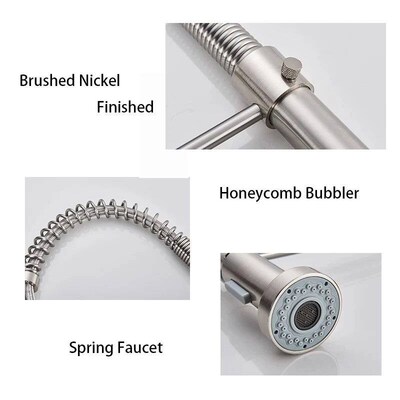 Spring Brushed Nickel Kitchen Faucet Deck Mounted Mixer Tap