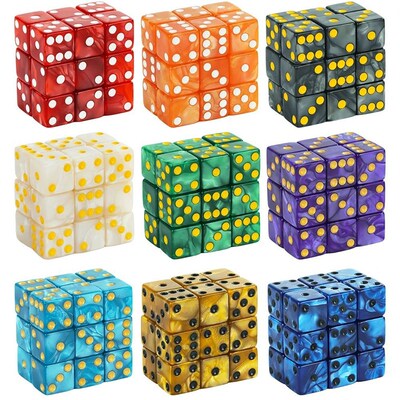 6-Sided Game Dice 16mm Marble Acrylic D6 Dice Set for DND, R